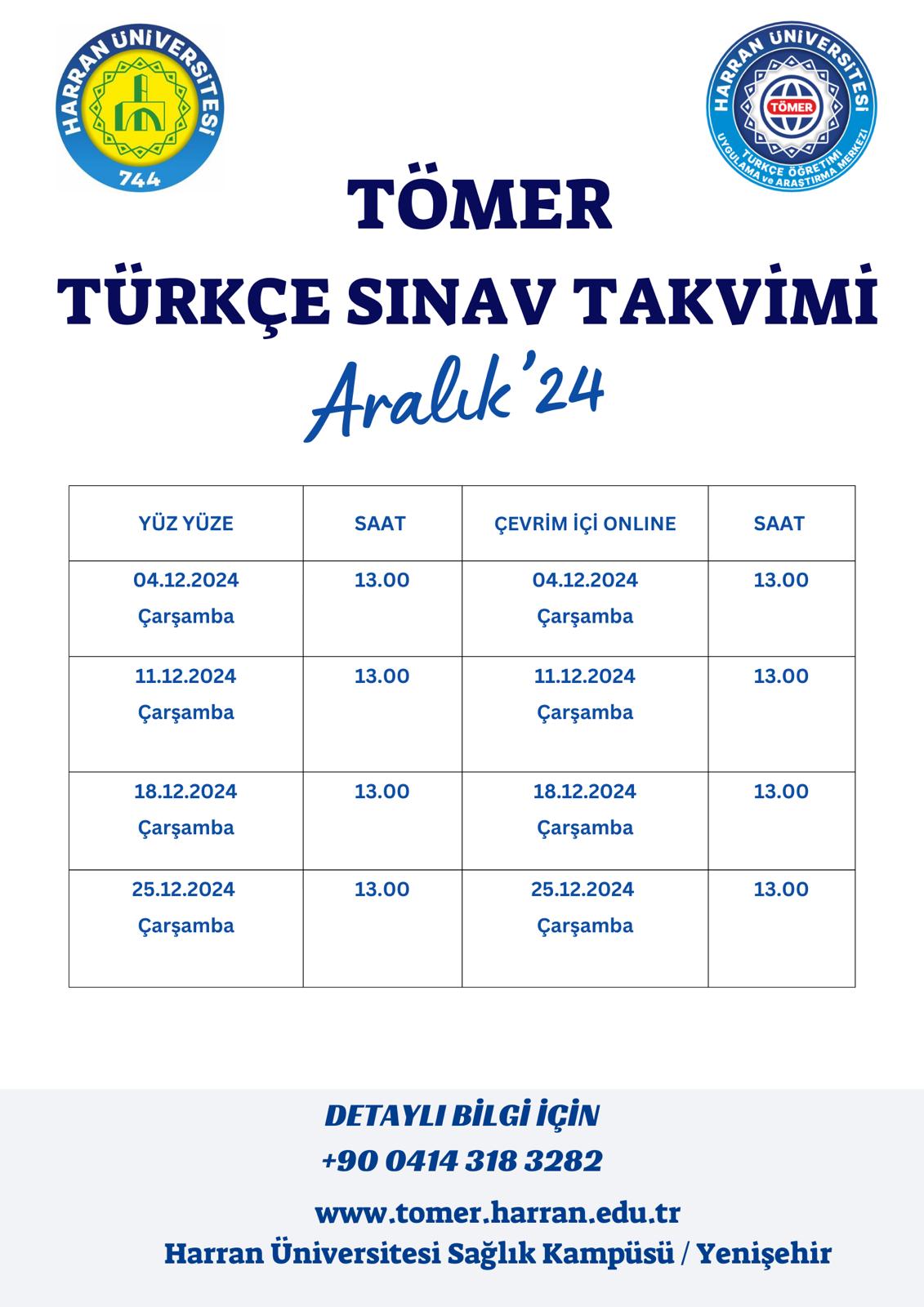 ARALIK 2024 SINAV TAKVİMİMİZ - Türkçe Öğretimi Uygulama ve Araştırma ...